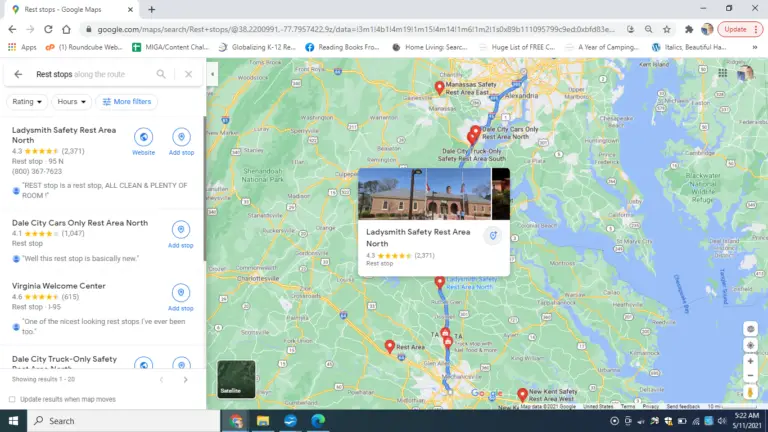 Can Google Maps Show Rest Stops? Find the best ones! - Mom Van Up